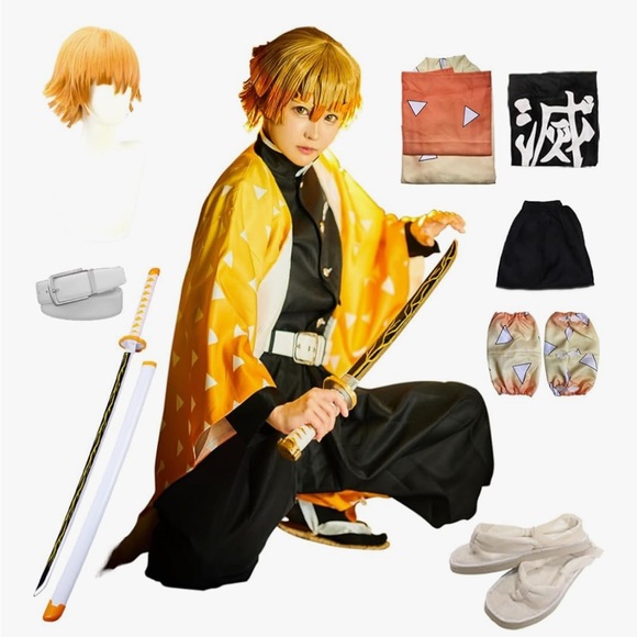 Demon Slayer | Jackets & Coats | Zenitsu Demon Slayer Cosplay Costume ...